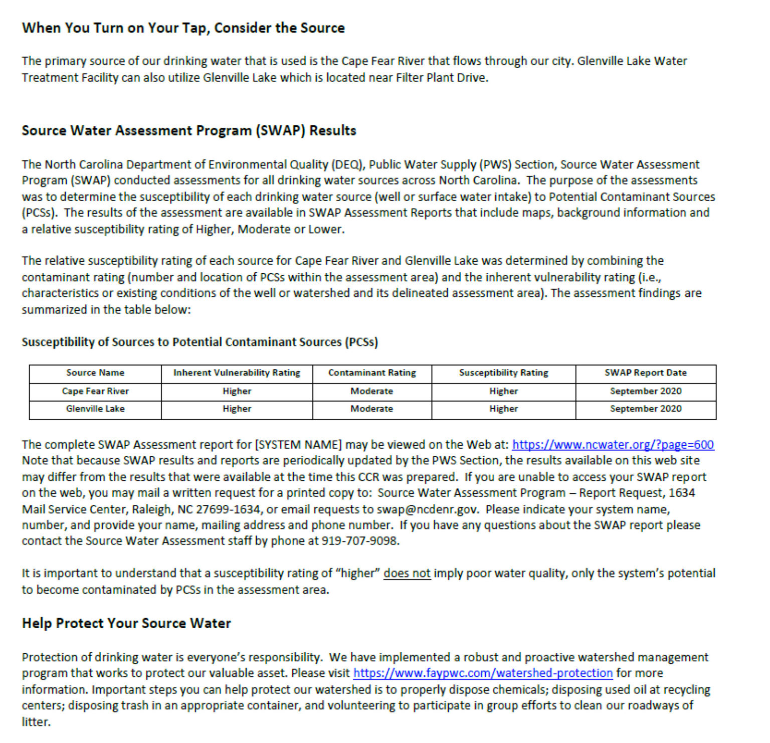 2021 Water Quality Report | FAYPWC.COM : FAYPWC.COM
